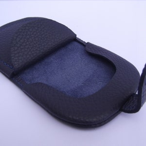 Navy Blue Leather Money Pouch, Change Pouch, Men's Leather Coin Purse ...
