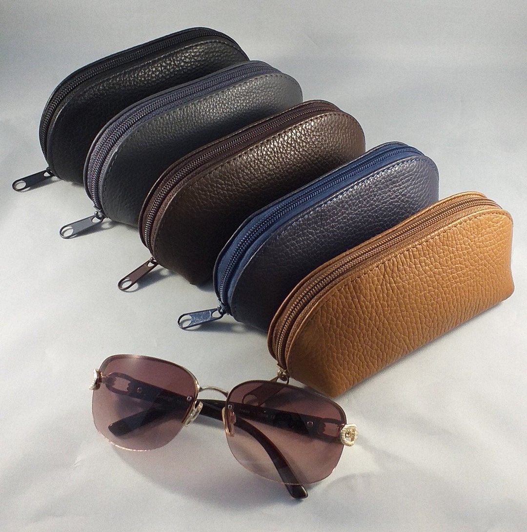 Zipped Leather Eyeglass Case: Unisex Sunglasses Spectacles Protector - Etsy