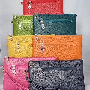 Large Soft Yellow Leather Clutch Purse With Detachable Wrist Strap - Etsy