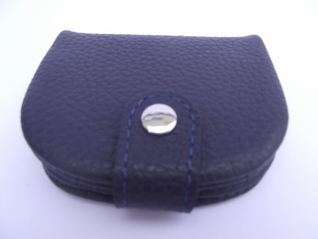 Navy Blue Leather Money Pouch, Change Pouch, Men's Leather Coin Purse ...