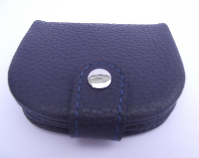 Navy Blue Leather Money Pouch, Change Pouch, Men's Leather Coin Purse ...