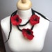 Felt Flower Necklace Red Black Poppy Floral Headband Scarlet Felted ...