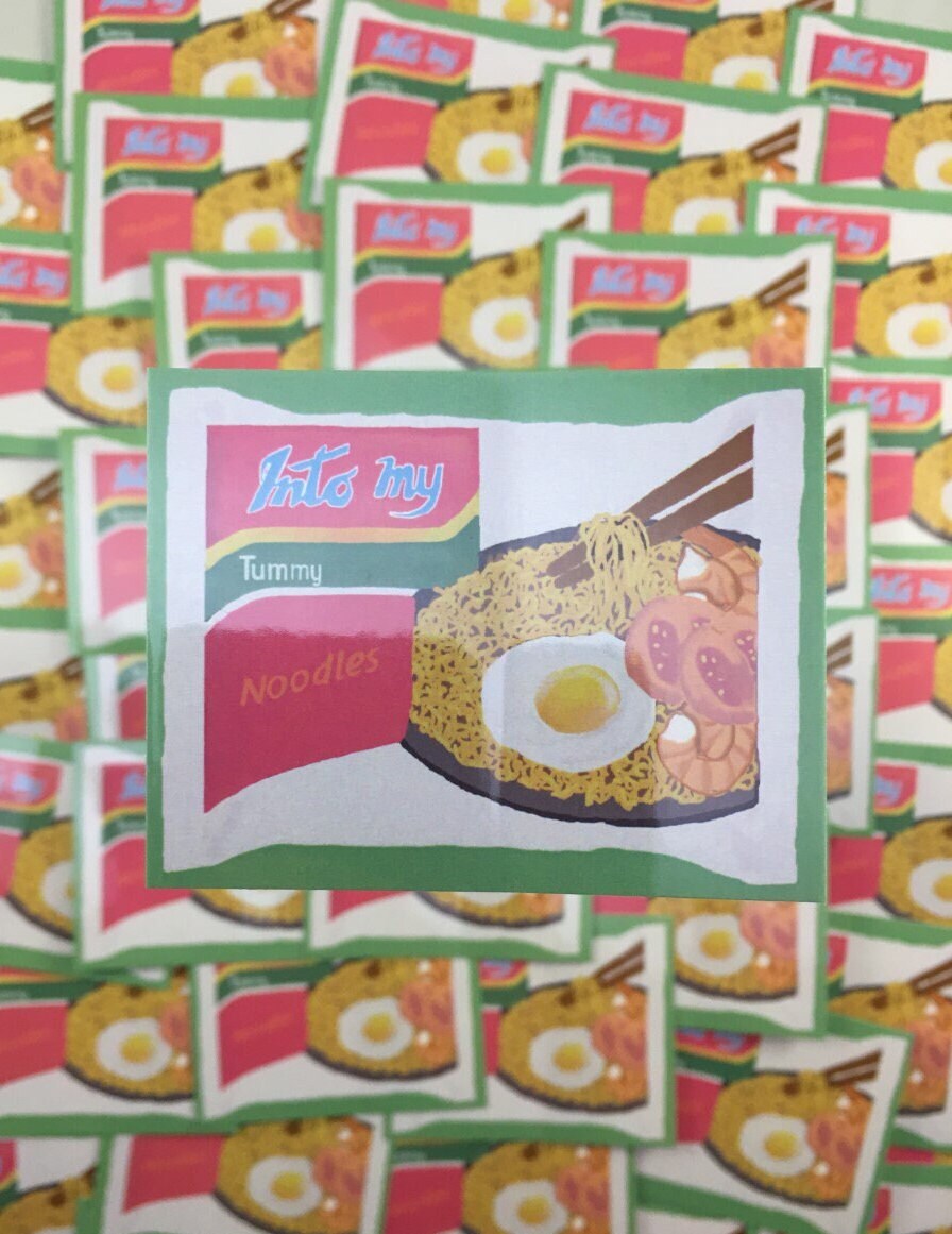 Into My Tummy Noddle Sticker, Indomie Noodles, Snack Sticker, Food ...