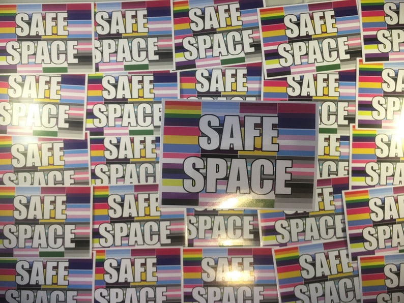 Safe Space With Pride Flags, Pride Flag Sticker, Pride Sticker, LGBTQ ...