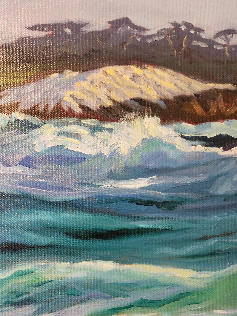 Wave Energy Original Oil Painting Landscape on Canvas 12x24x1.5 Inches ...