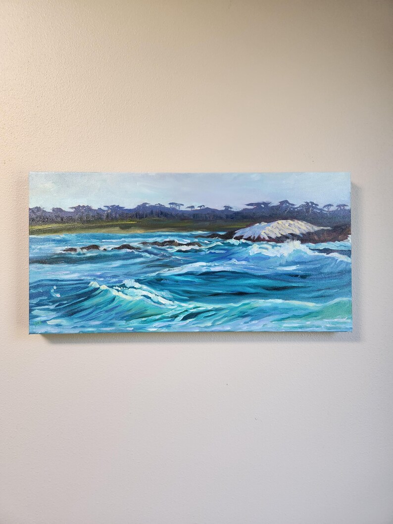 Wave Energy Original Oil Painting Landscape on Canvas 12x24x1.5 Inches ...