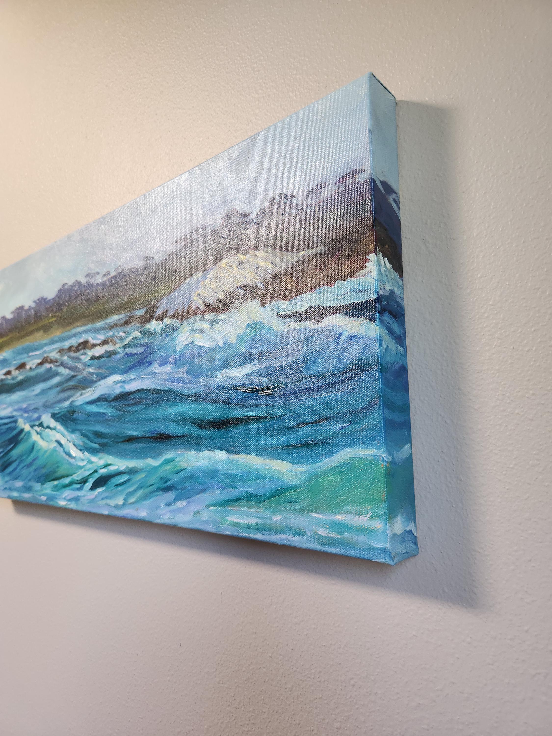 Wave Energy Original Oil Painting Landscape on Canvas 12x24x1.5 Inches ...