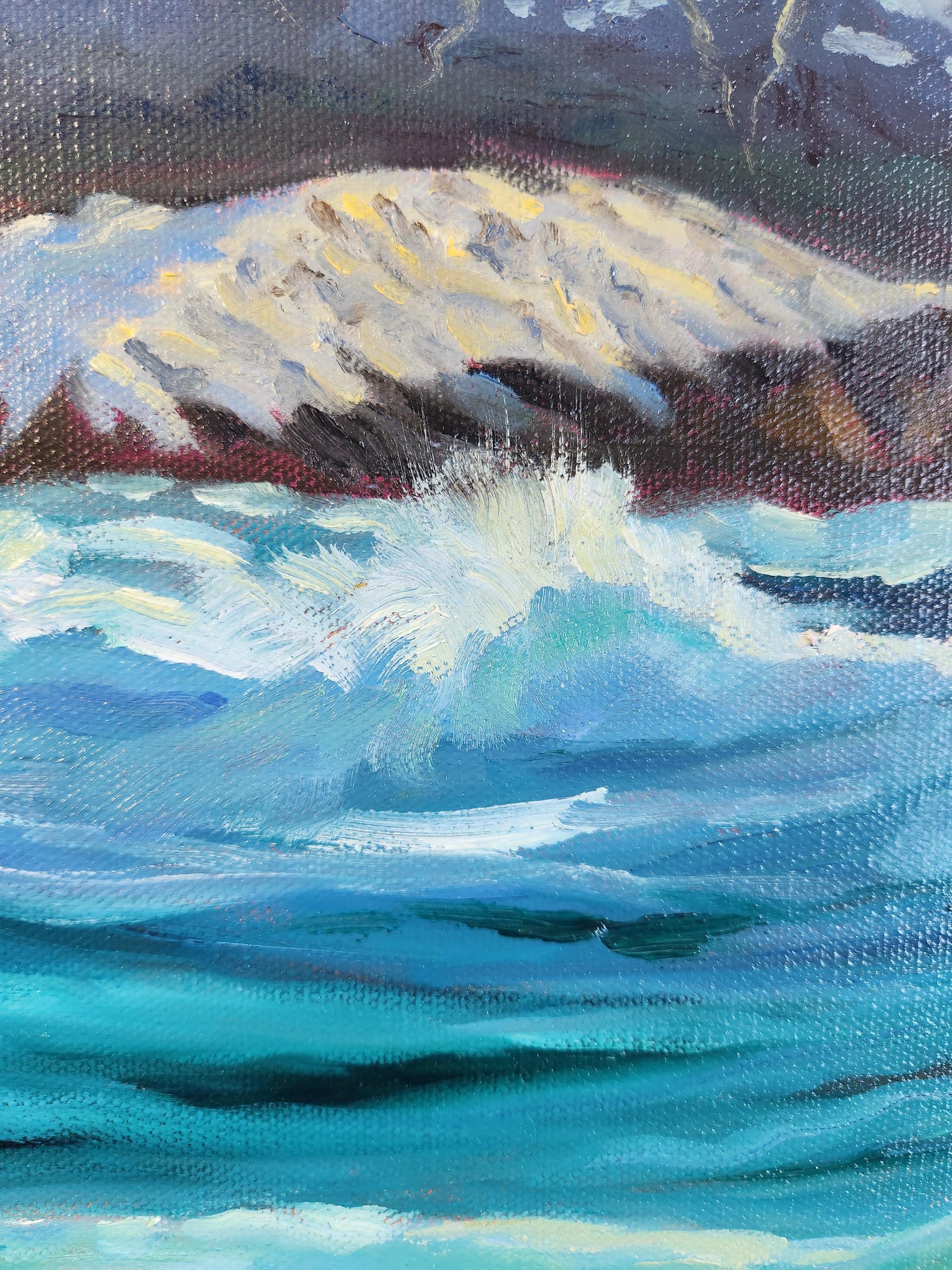 Wave Energy Original Oil Painting Landscape on Canvas 12x24x1.5 Inches ...