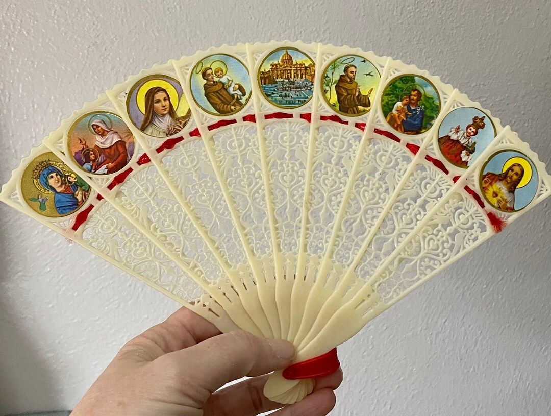 Vintage Plastic Religious Fan - Etsy