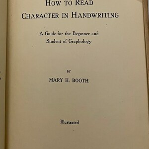 How to Read Character in Handwriting by Mary H. Booth - Etsy