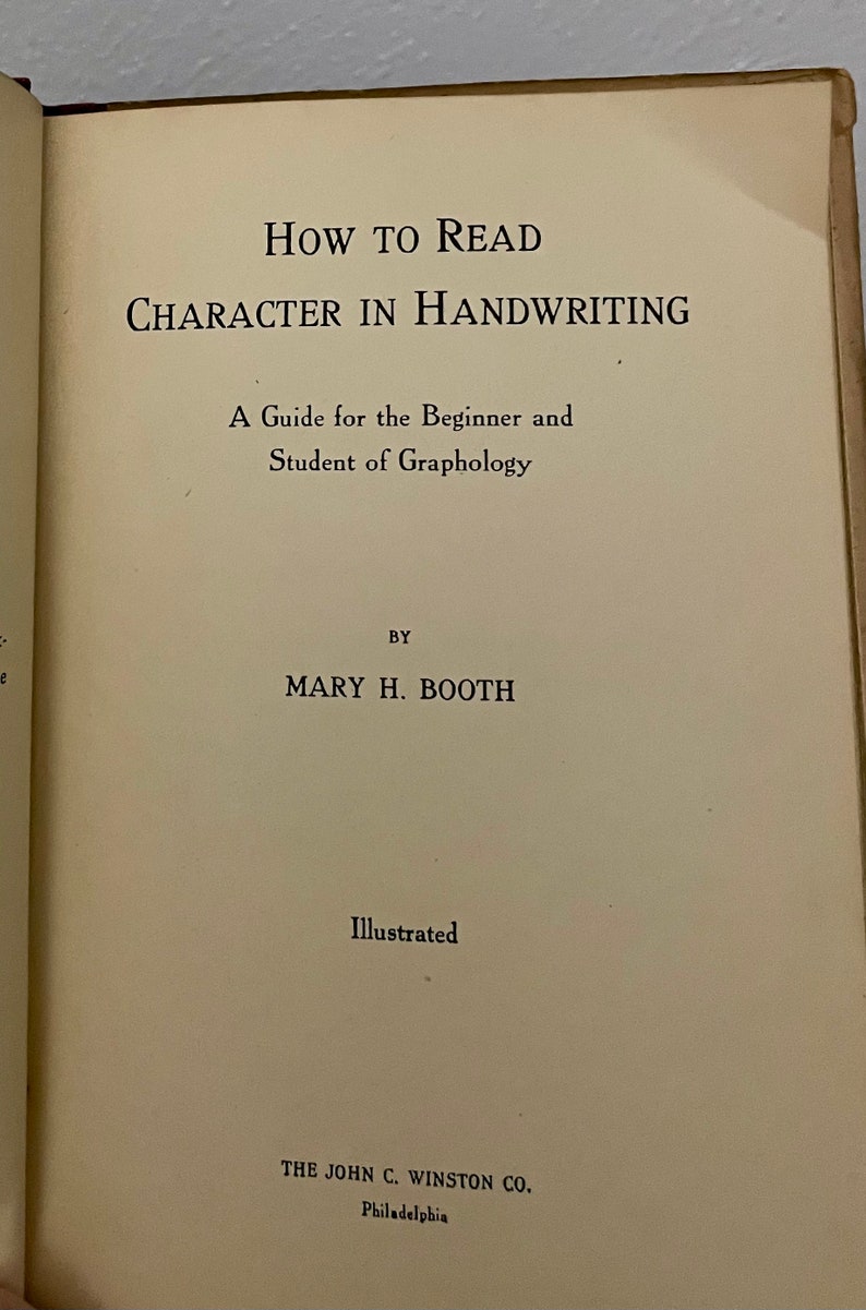 How to Read Character in Handwriting by Mary H. Booth - Etsy