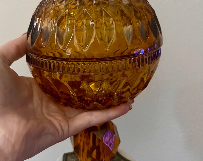 Vintage Amber Pedestal Candy Dish - Etsy