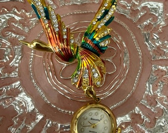 Bonetto 1980s Rhinestone and Fur Clock Brooch Bolo Tie Very - Etsy