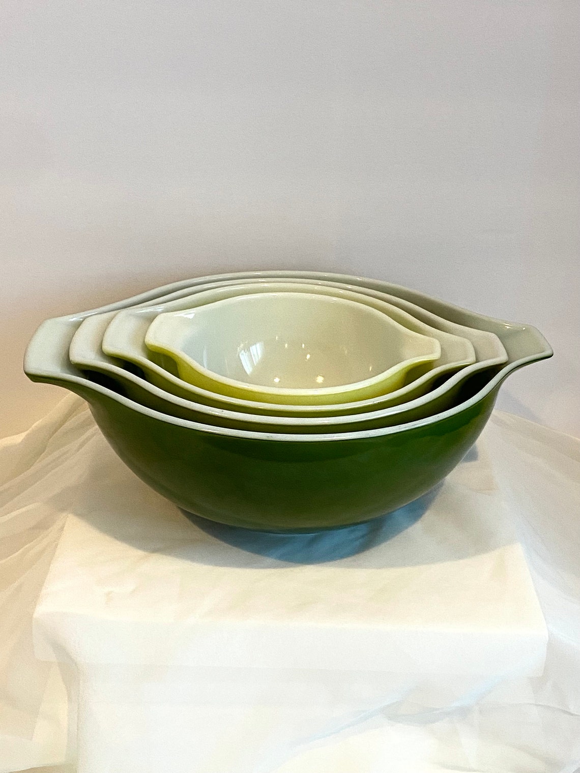 60s Pyrex Verde Cinderella Nesting Bowls Set of 4 1 Extra Pyrex ...