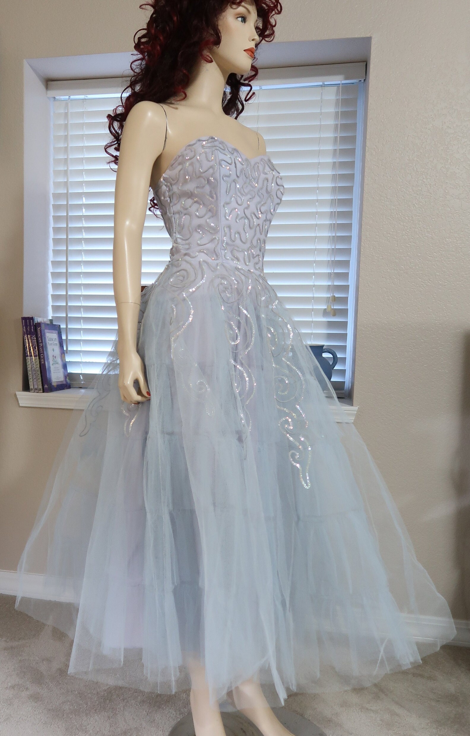 1950s Blue Tulle Strapless Ballerina Length Party Dress Size Small - Etsy
