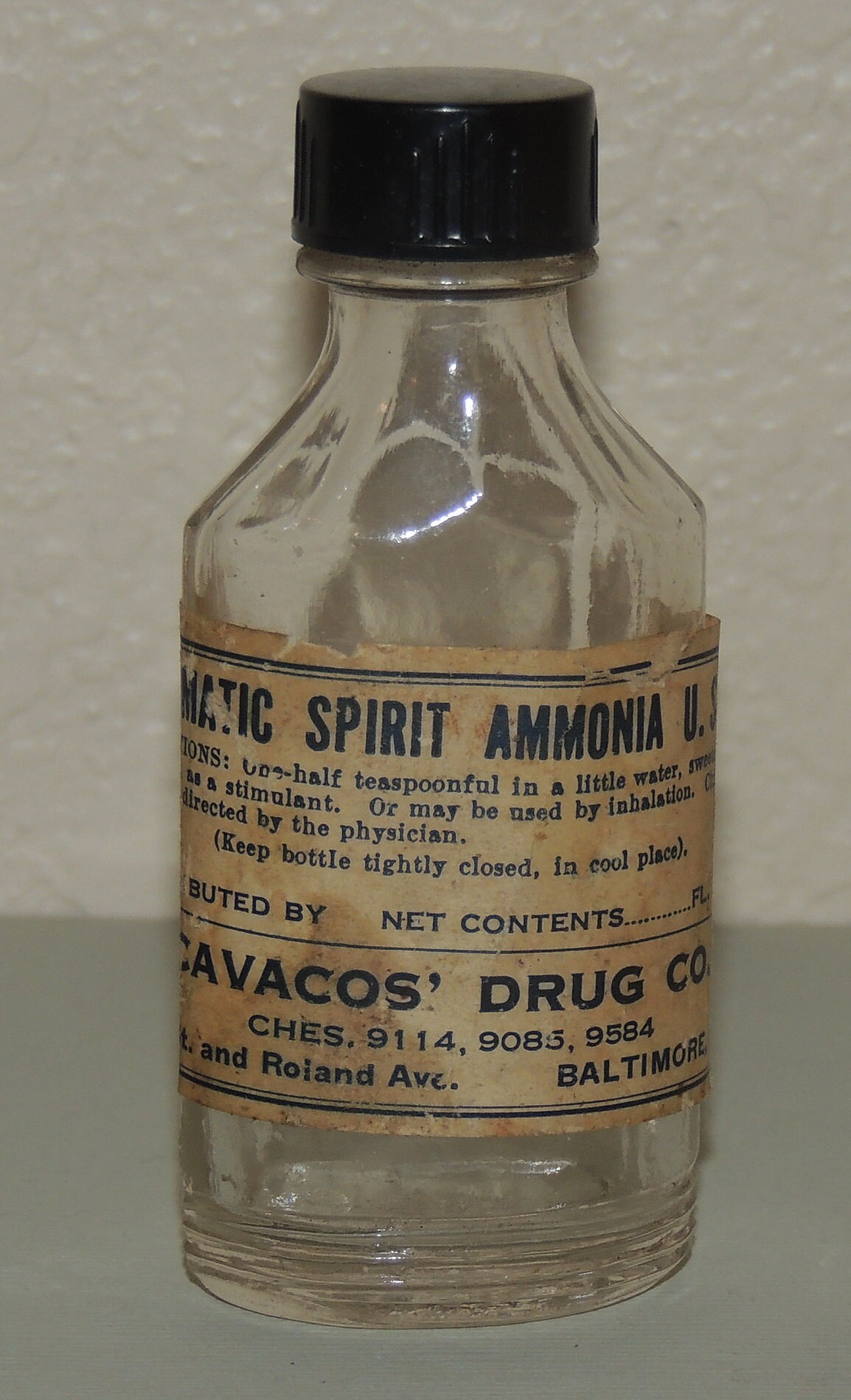 Collectible Glass Purepac Aromatic Spirit of Ammonia Bottle Vintage Art ...