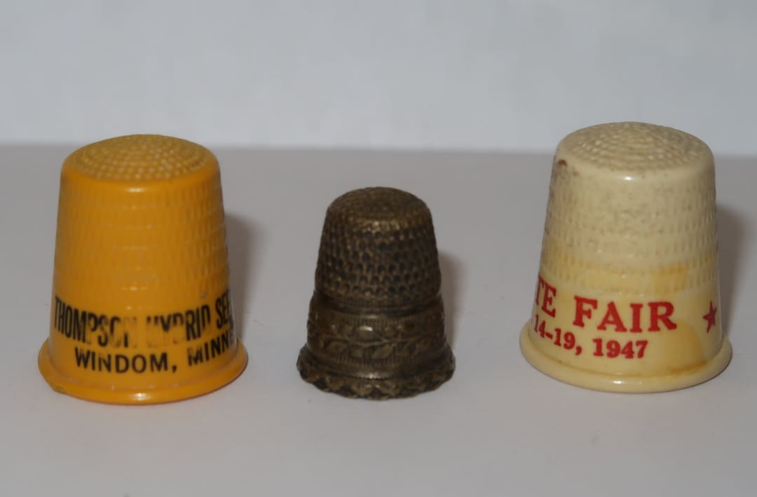 3 Vintage Thimbles, 1947 Kansas State Fair, Small Metal Thimble for ...