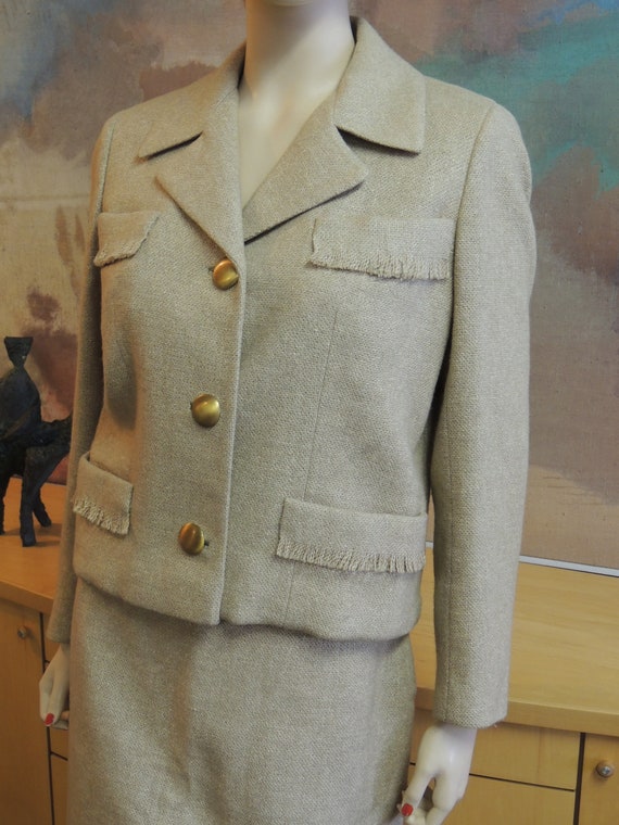 1960s Dan Millstein NY Paris Two Piece Skirt Suit Bus… - Gem