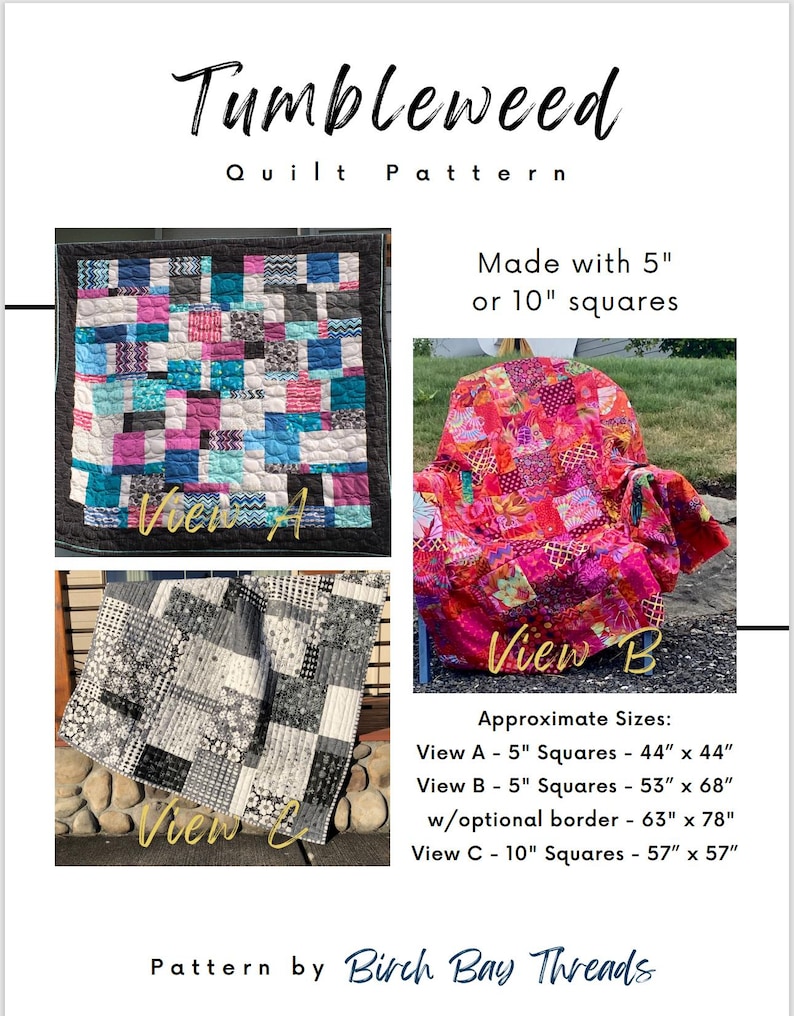Tumbleweed Quilt Kit, Ready, Set, Sew With Precut 5 Inch Charm Squares ...