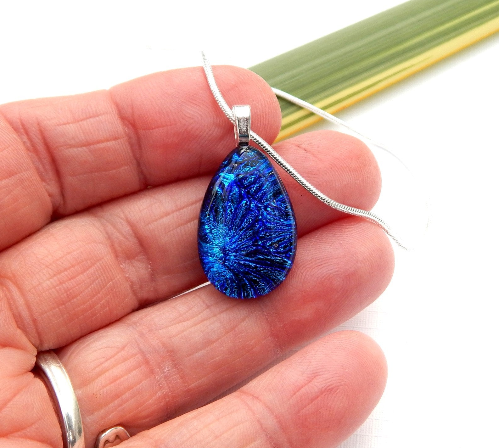 Blue Glass Pendant Fused Glass Jewellery Petite Cobalt Blue | Etsy