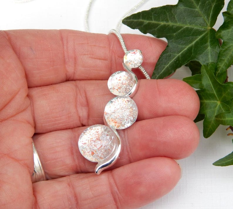 Blue Crystal Dichroic Glass Pendant Fused Glass Jewelry - Etsy UK