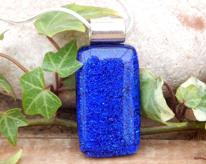 Hand-made Sapphire Blue Fused Glass Pendant - Etsy UK