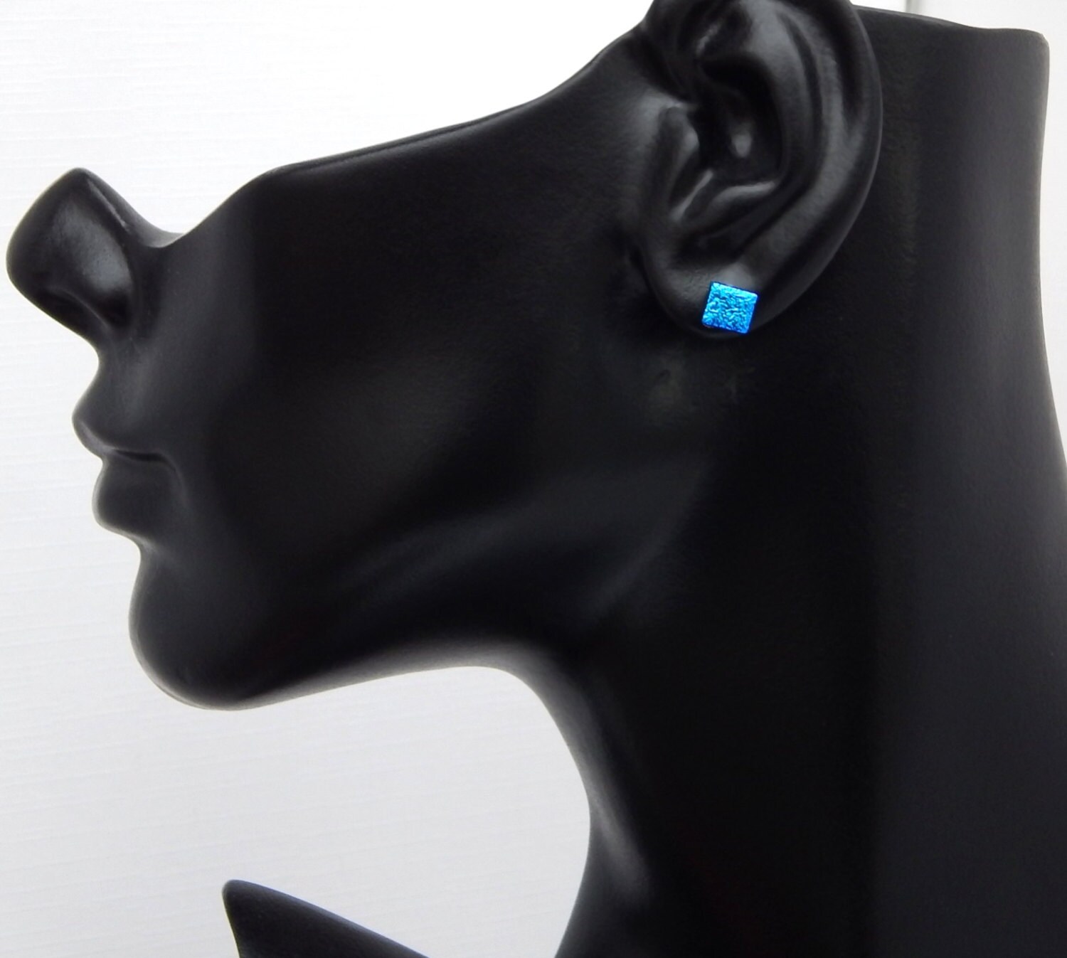 Super Intense Sky Blue Dichroic Glass Stud Earrings on 925 - Etsy UK