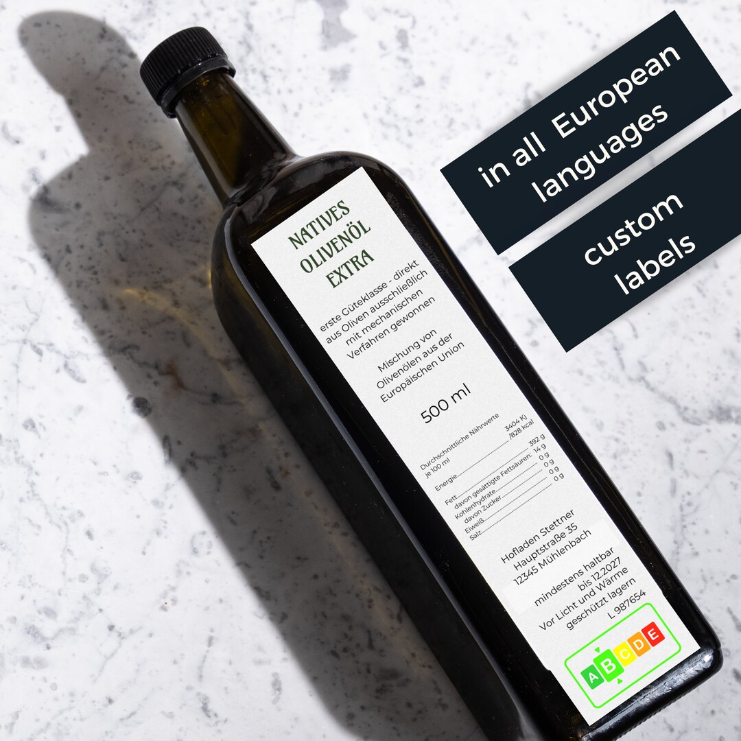 Custom Olive Oil Labels for Food Labelling, Waterproof and Grease ...