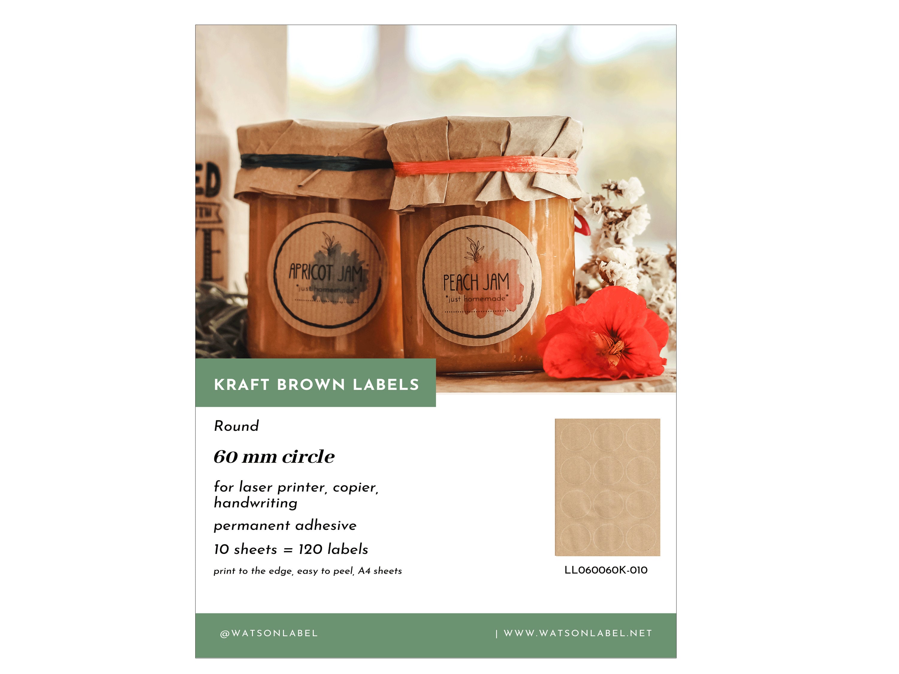 Round Kraft Stickers 60 Mm on A4 Sheets - Etsy UK