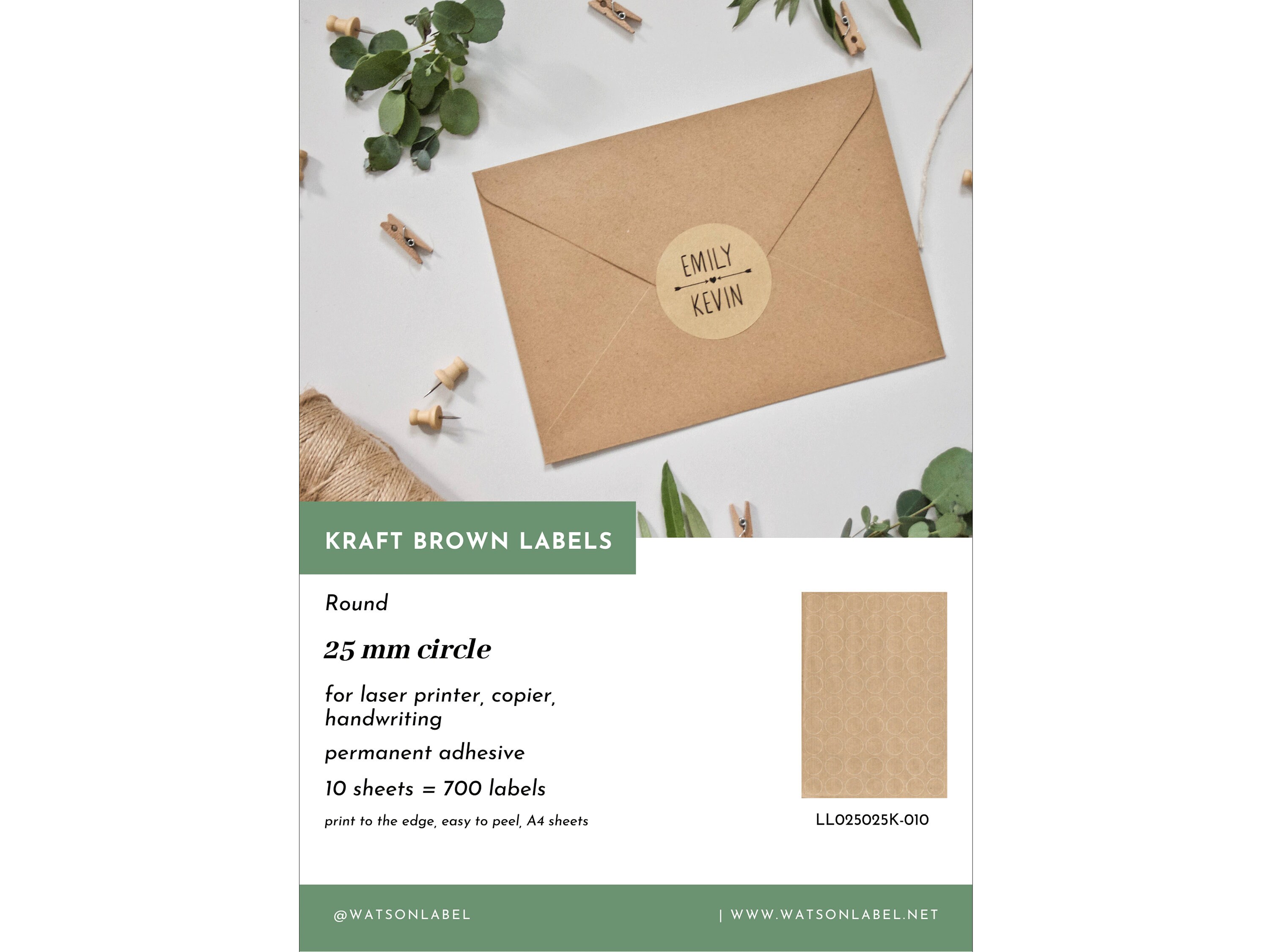 Round Brown Kraft Labels 25 Mm on A4 Sheets - Etsy UK
