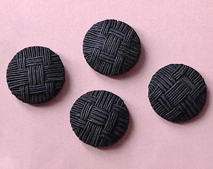 Braid Buttons, Set of 4, Black, Hand Made, Vintage. Interwoven Black ...