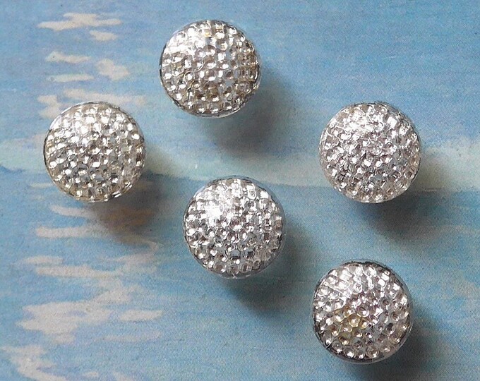 Mirror Glass Buttons, a Set of 5, Vintage. Small Buttons With Lots of ...