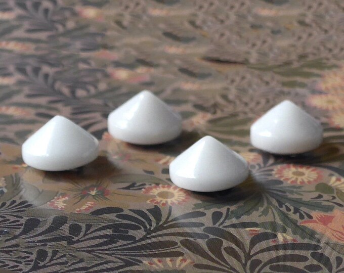 Conical Glass Buttons, a Set of 4, Antique. Conical White Glass, Neat ...