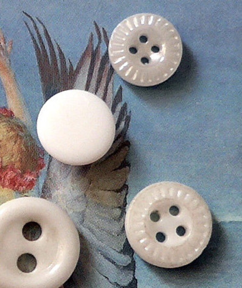 China Buttons, White, 12 Different, Antique. Sweet Little Buttons, Pie ...