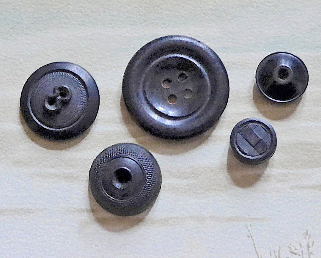 Rubber Buttons, 5 Different, Antique. Black Rubber, 1 is a Whistle, 2 ...