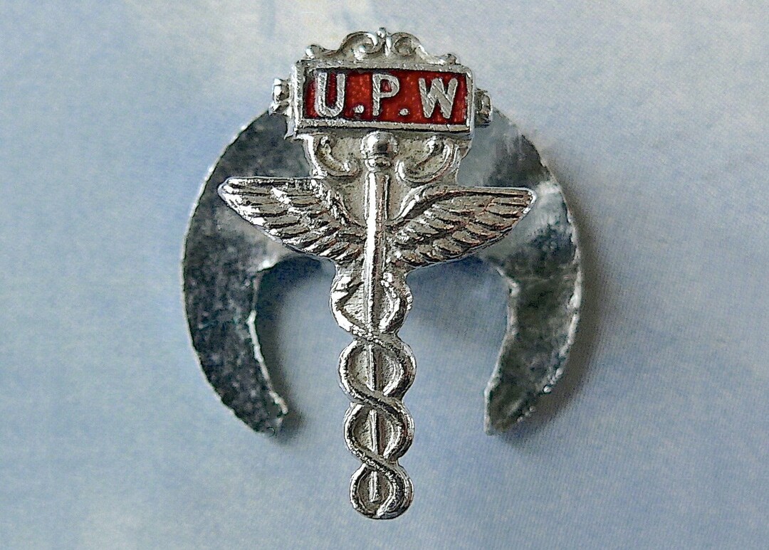 U.P.W. Badge, Postal Workers Union, Vintage. U.P.W. With a Red Enamel ...