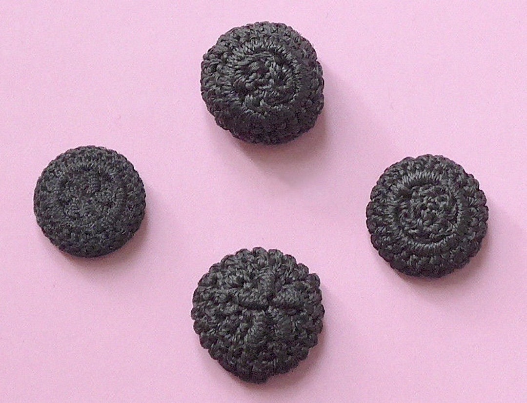 Crochet Buttons, 4 Different, Black, Antique. All Are Very Neatly ...