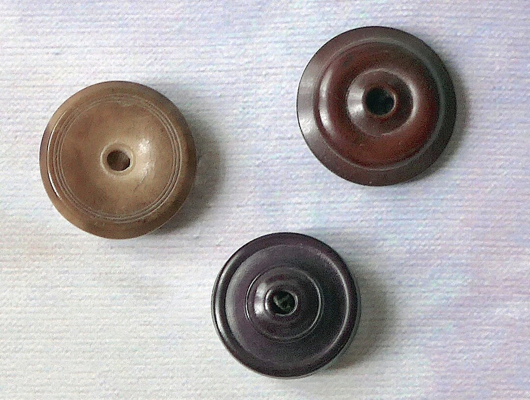 Whistle Buttons, Corozo Nut, 3 Different, Antique. Two Are Dyed Brown ...