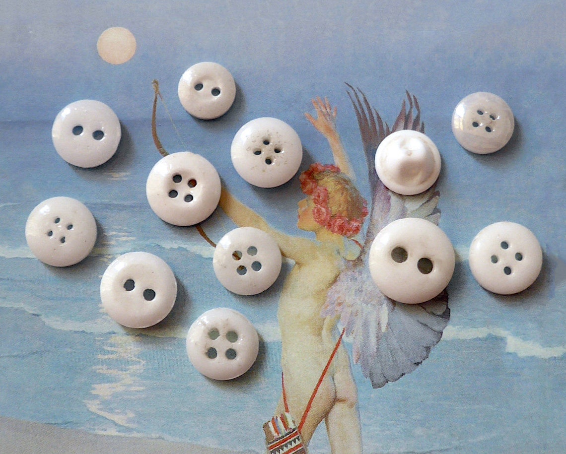 China Buttons White 12 Different Antique. Sweet Little - Etsy