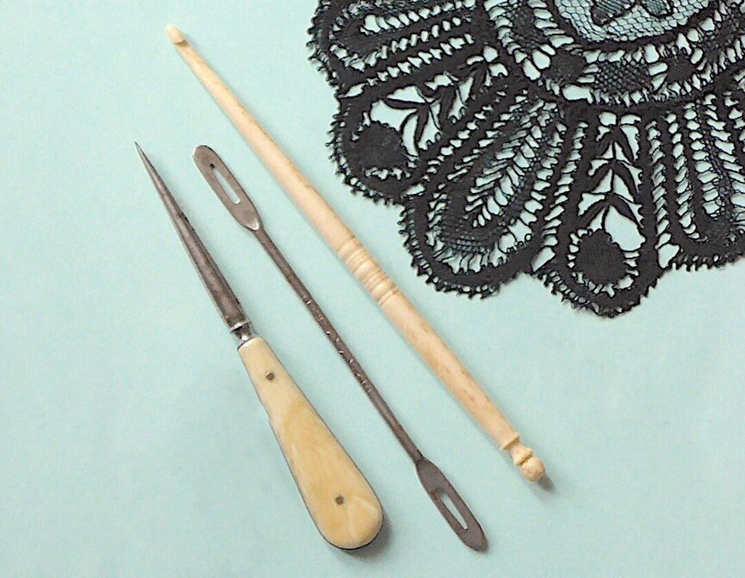 Sewing Box/workbox Tools, 3 Different, Antique. Bone Brodder/fid ...