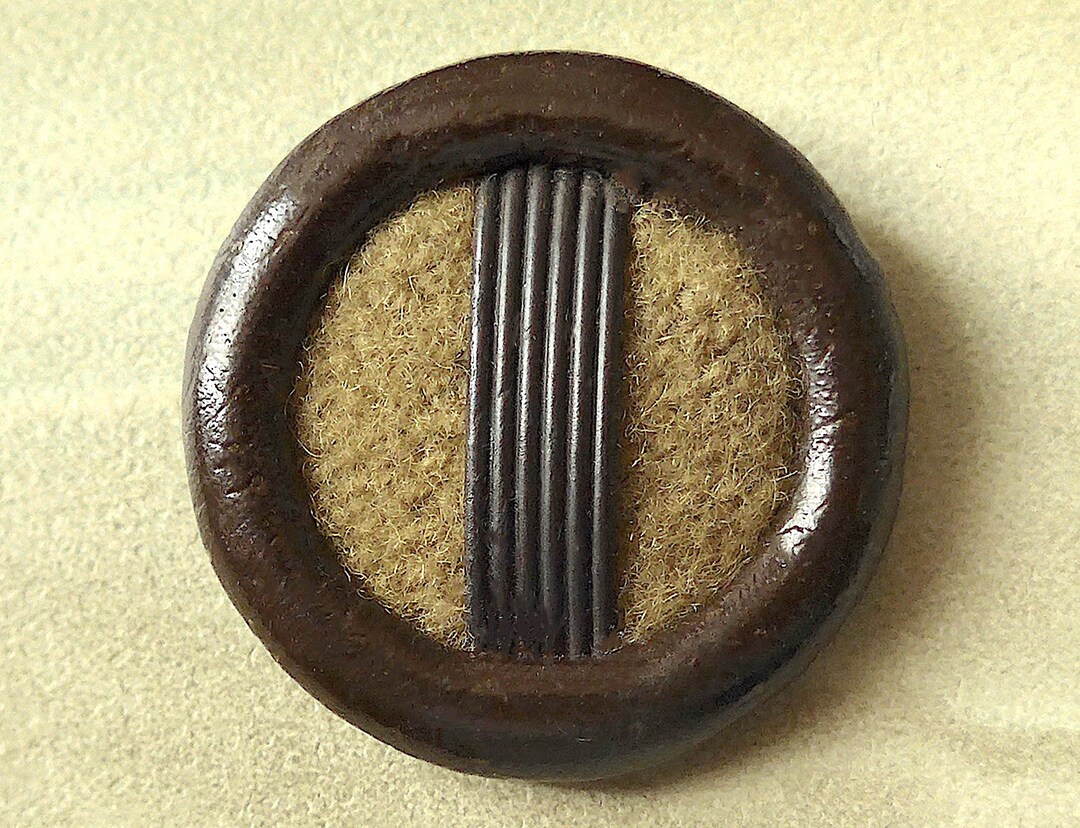 Faux Leather Button, Vintage. Circular With a Brown Faux Leather Rexine ...