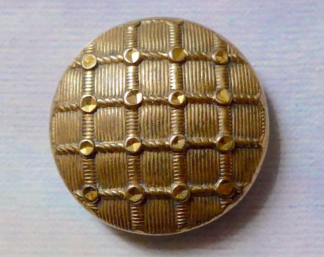 Livery Button, Antique. Featuring a Grid Design With a Linear ...