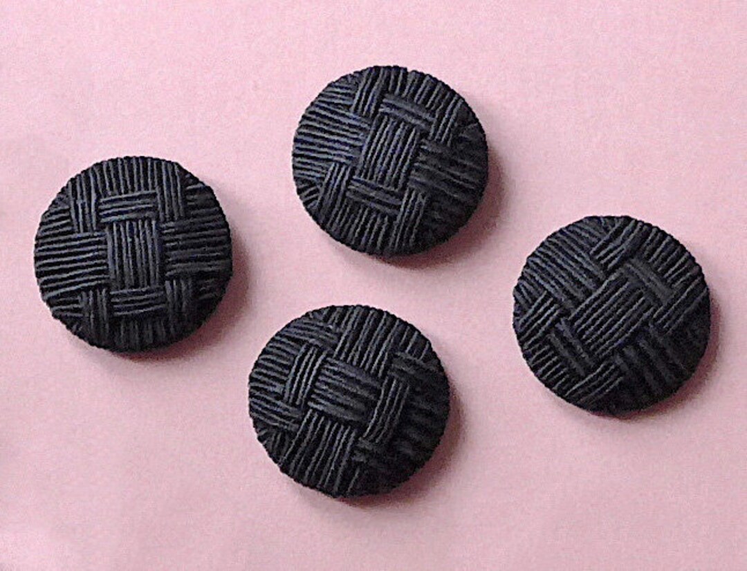 Braid Buttons, Set of 4, Black, Hand Made, Vintage. Interwoven Black ...