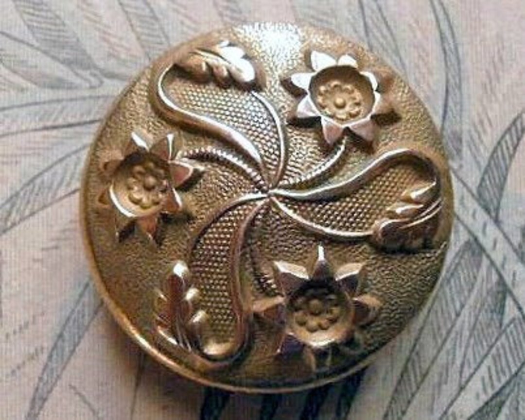 Golden Age Button Antique. A Floral Design With a Background - Etsy