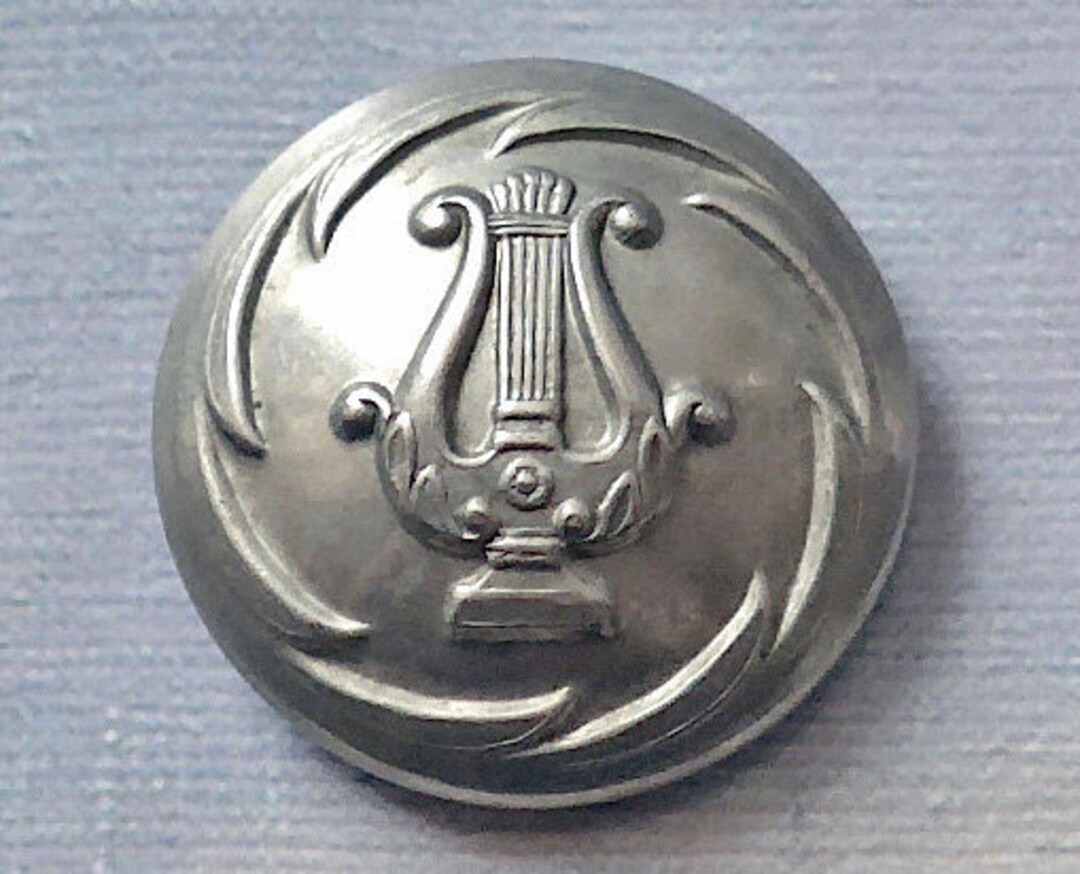 Bandsmens Livery Button, Vintage. Featuring a Lyre, White Metal, Maker ...