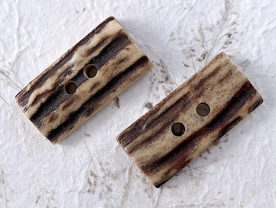 Horn Buttons, a Set of 2, Vintage. Super Horizontal Buttons of Stripey ...