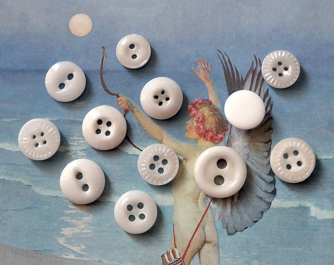 China Buttons, White, 12 Different, Antique. Sweet Little Buttons, Pie ...