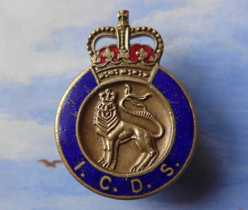 I.C.D.S. Industrial Civil Defence badge vintage. Bearing the | Etsy