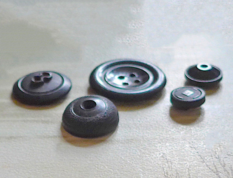 Rubber Buttons 5 Different Antique. Black Rubber 1 is a | Etsy