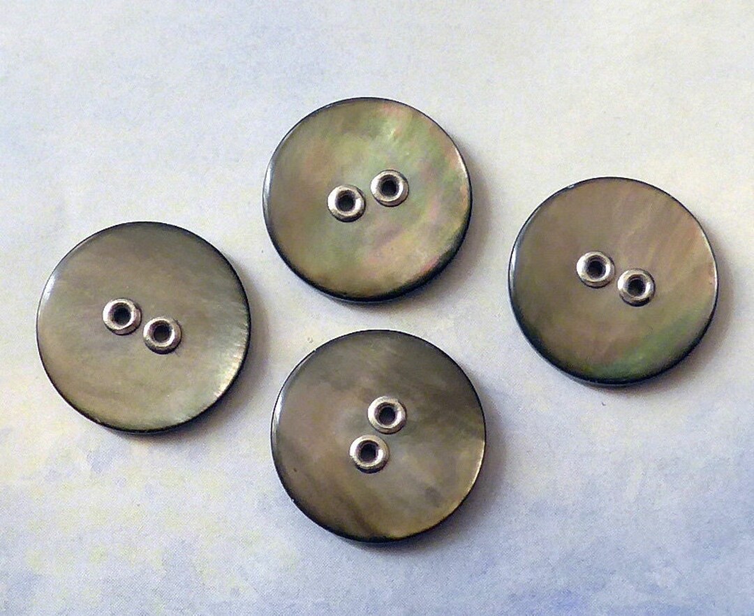 Pearl Buttons, a Set of 4, Vintage. Grey Pearl With Lots of Coloured ...